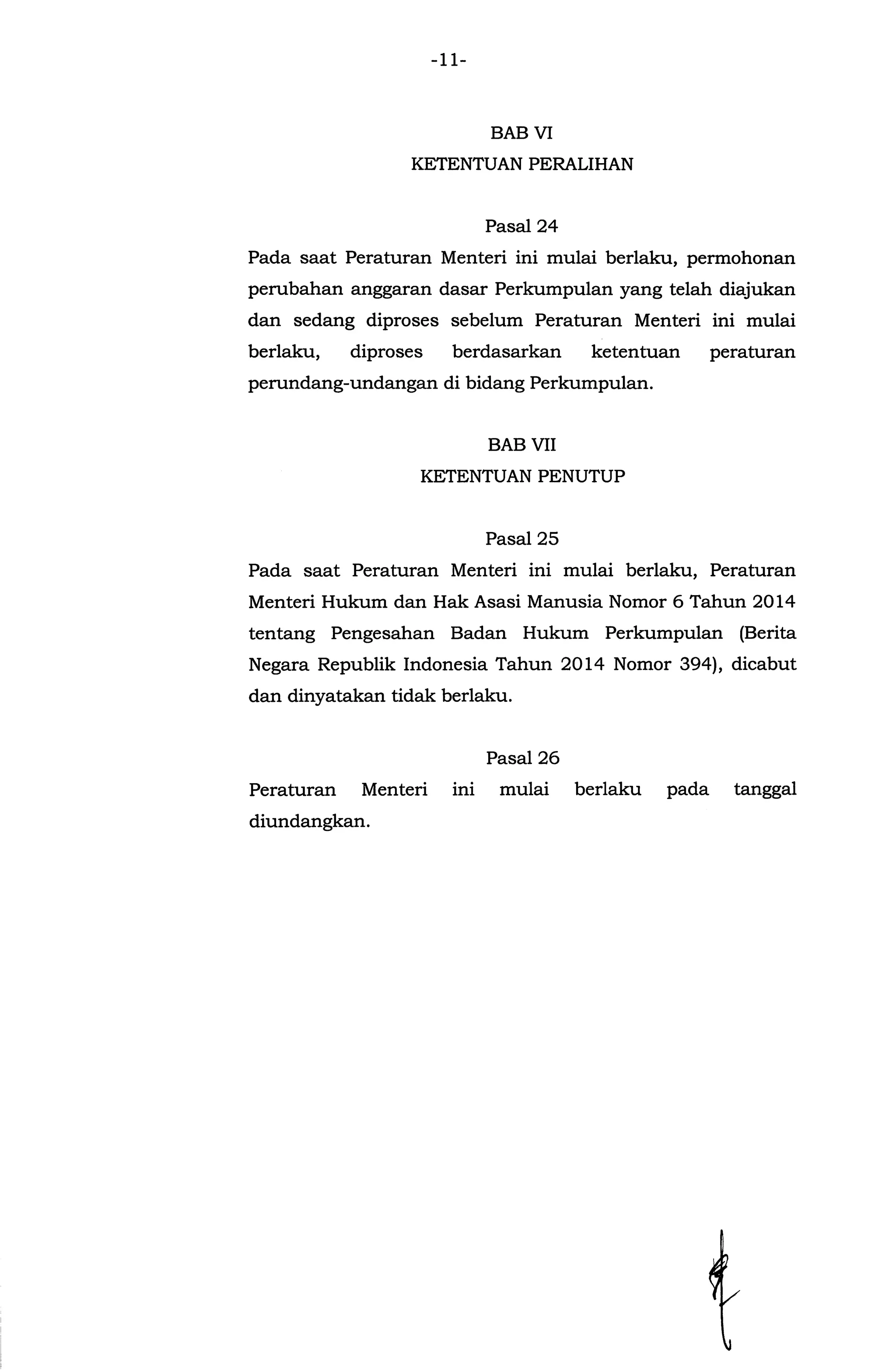 Permenkumham no 3 tahun 2016 tentang pengesahan badan hukum perkumpulan | PDF