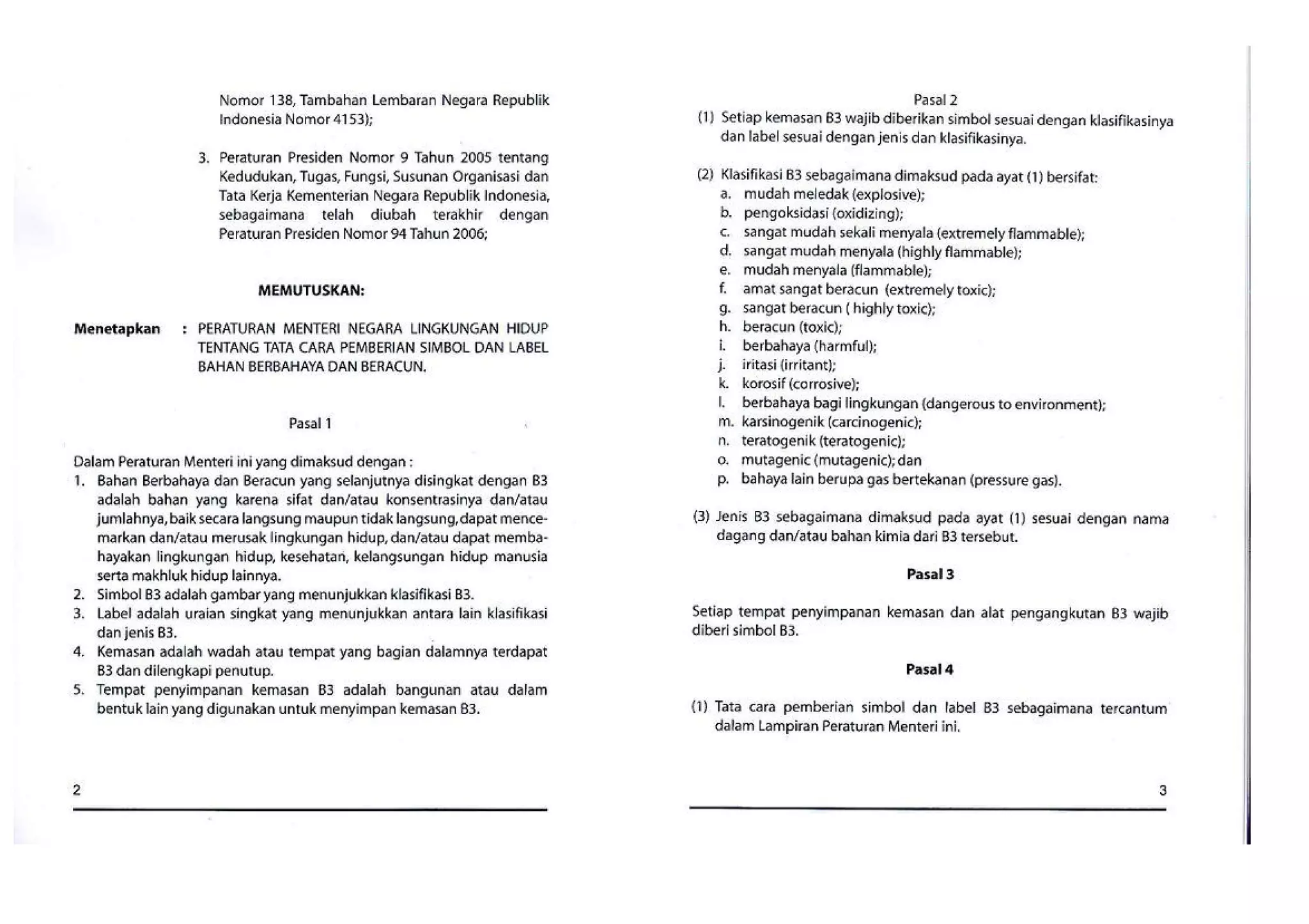 Permen Lh 03 2008 Simbol Label B3 | PDF