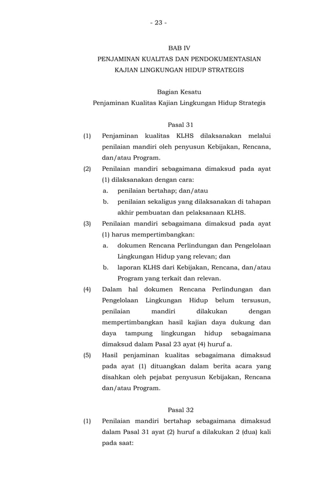 Permenlhk P.69/2017 tentang pelaksanaan KLHS | PDF