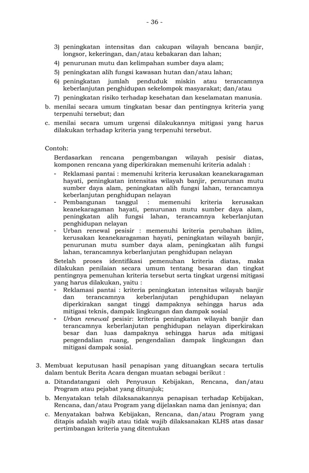 Permenlhk P.69/2017 tentang pelaksanaan KLHS | PDF