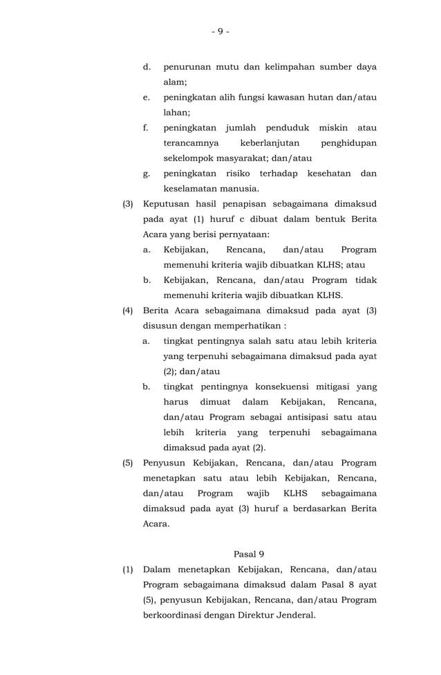 Permenlhk P.69/2017 tentang pelaksanaan KLHS | PDF