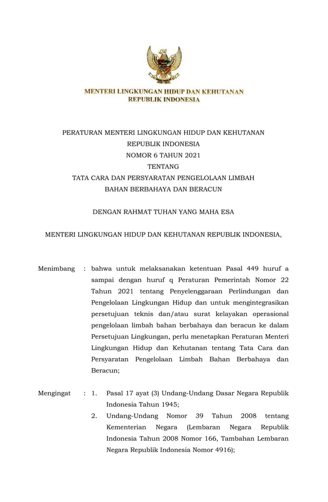 Peraturan Menteri LHK No. 6 tahun 2021.pdf Peraturan Menteri LHK No. 6 tahun 2021.pdf