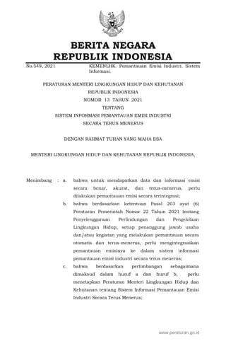 Peraturan Menteri Lingkungan Hidup Nomor 13 .pdf