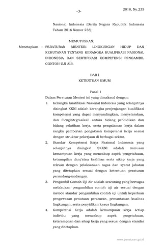 Permenlhk nomor p.3 menlhk-setjen-kum.1-2-2018 ttg kerangka kualifikasi nasional indonesia dan ...