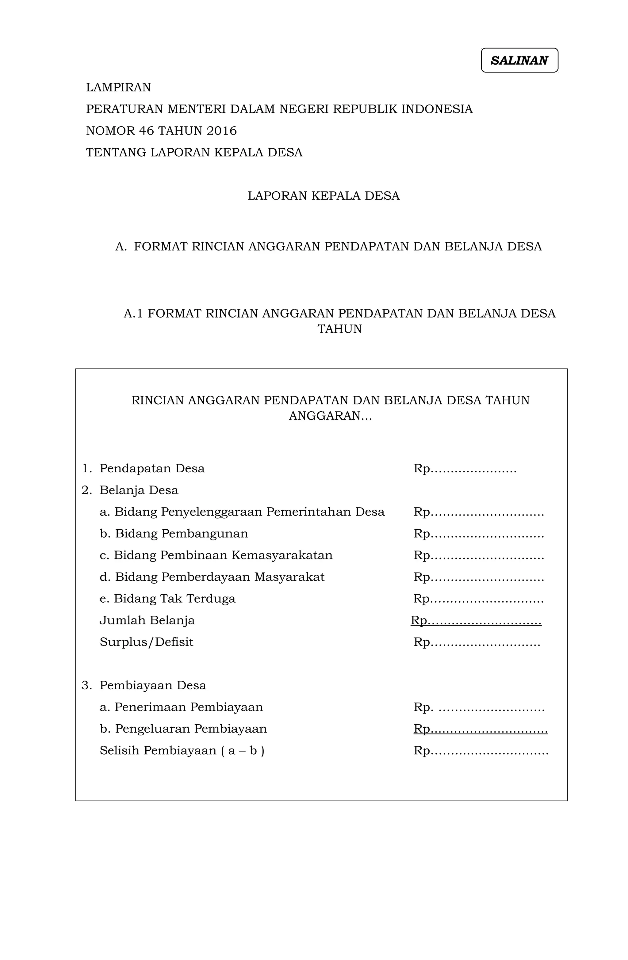Permen no.46 th 2016 lampiran | DOC