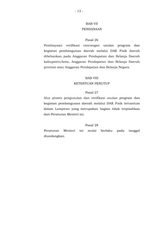 Permen no.117 th 2017 tata cara pengusulan dan verifikasi dak proposal | PDF