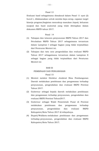 Permen No.18 TH 2016, PEDOMAN PENYUSUNAN, PENGENDALIAN DAN EVALUASI RENCANA KERJA PEMERINTAH ...