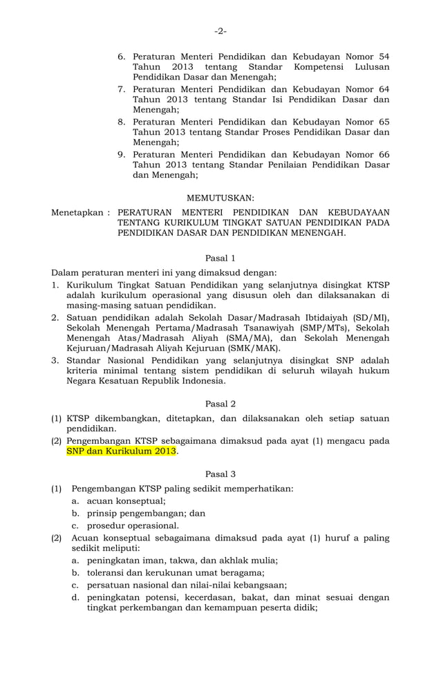 Permen nomor 61 th 2014 ttg ktsp | PDF
