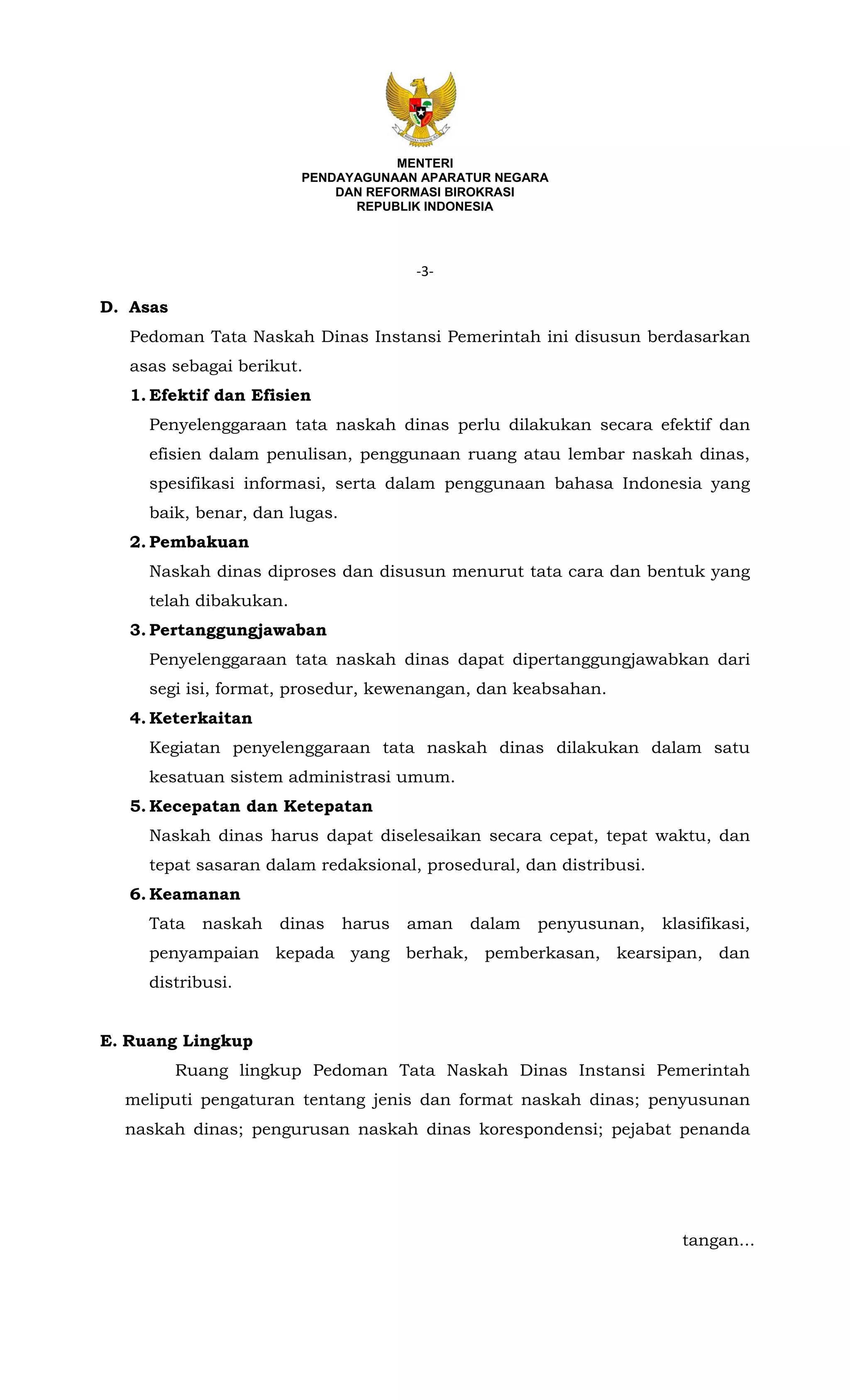 Permenpan No 80 Tahun 2012 tentang PEDOMAN TATA NASKAH DINAS INSTANSI ...
