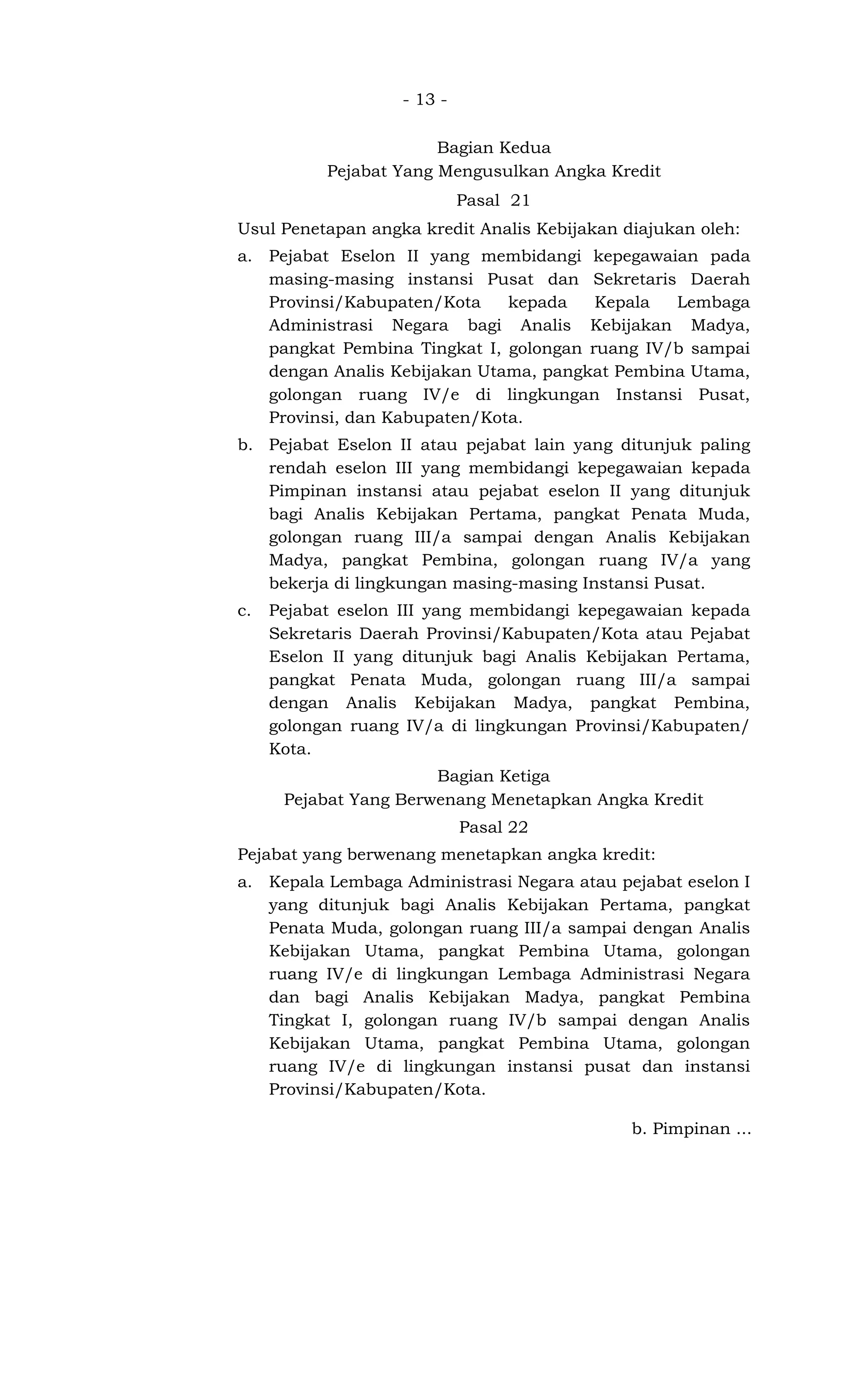 Permenpan2013 045 angka kredit analis | PDF