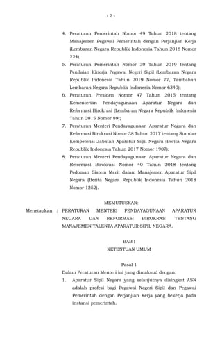 Peraturan Menteri Pendayagunaan Aparatur Negara Dan Reformasi Birokrasi