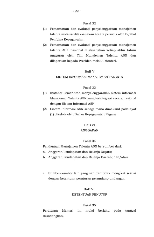 PERATURAN MENTERI PENDAYAGUNAAN APARATUR NEGARA DAN REFORMASI BIROKRASI REPUBLIK INDONESIA NOMOR ...