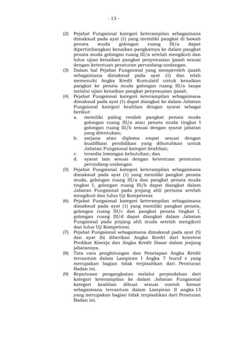 Permen PANRB Nomor 3 Tahun 2023 - Tentang Penetapan Angka Kredit | PDF