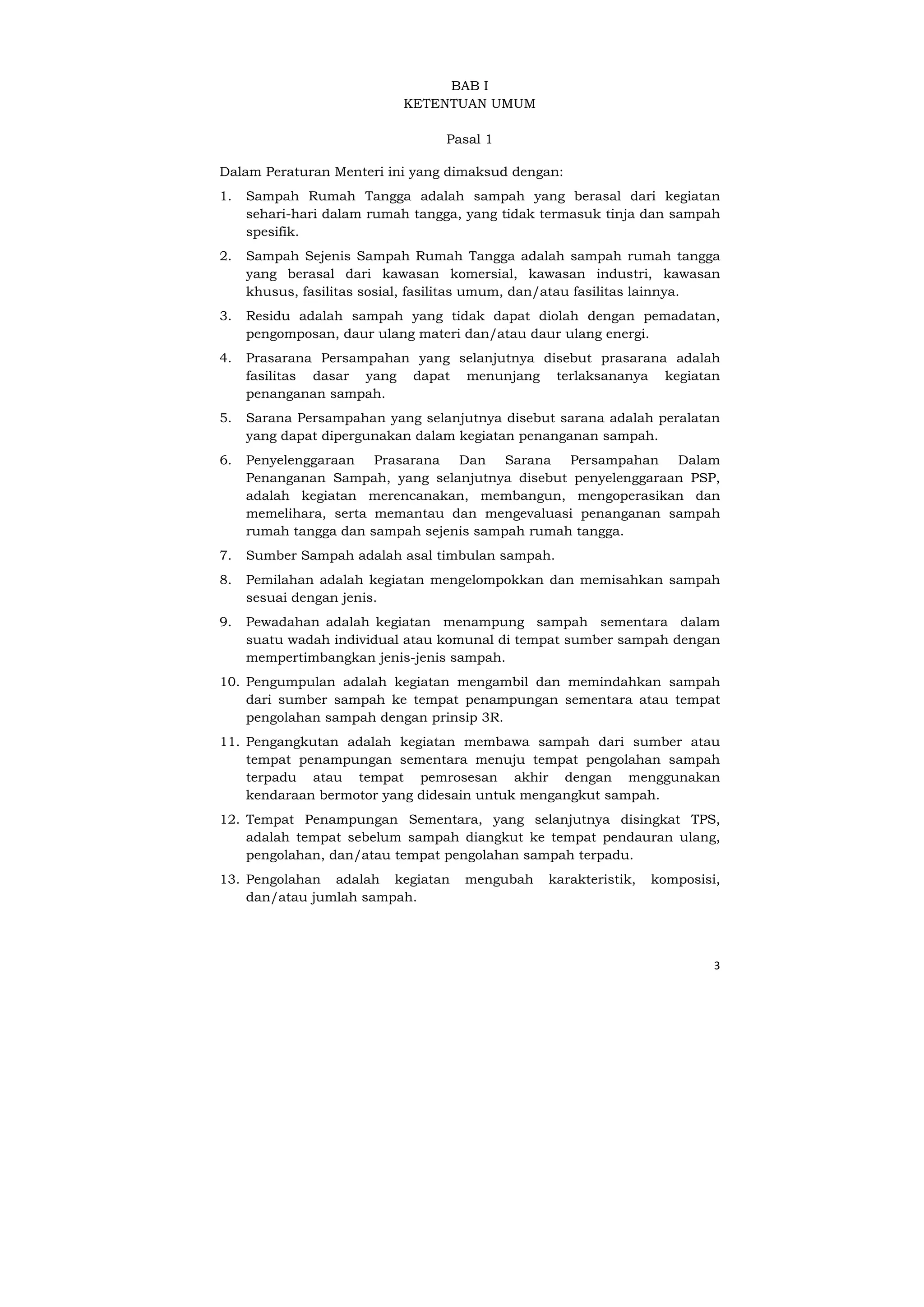 Permen PU Nomor 3 Tahun 2013 tentang Penyelenggaraan Prasarana Dan ...