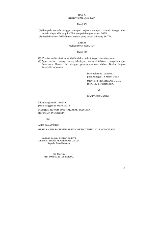 Permen PU Nomor 3 Tahun 2013 tentang Penyelenggaraan Prasarana Dan ...