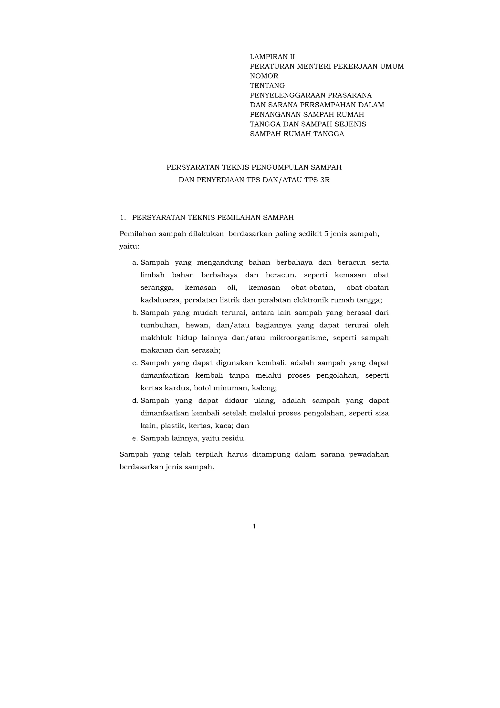 Peraturan Menteri, Pekerjaan Umum, Permen PU, Prasarana, Sarana ...