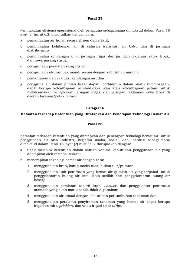 Permen PU Nomor 6 Tahun 2011 tentang Pedoman Penggunaan Sumber Daya Air ...