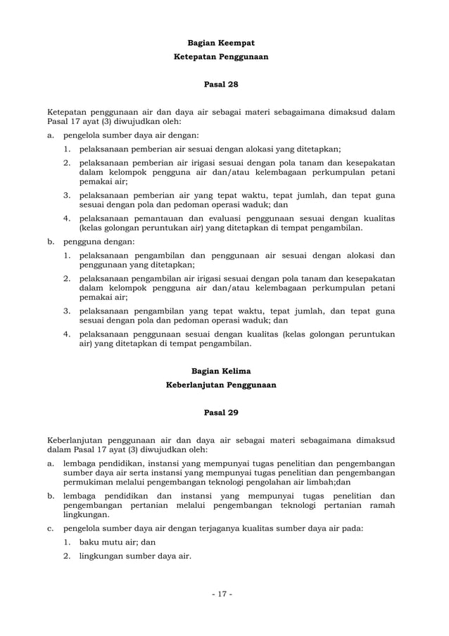 Permen PU Nomor 6 Tahun 2011 tentang Pedoman Penggunaan Sumber Daya Air ...
