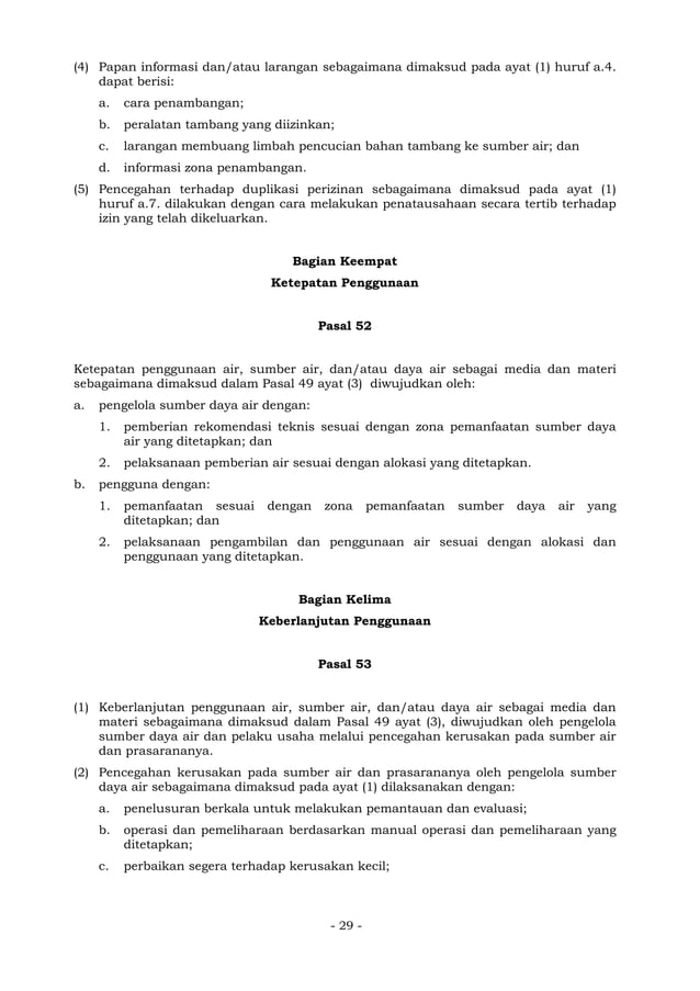 Permen PU Nomor 6 Tahun 2011 tentang Pedoman Penggunaan Sumber Daya Air ...