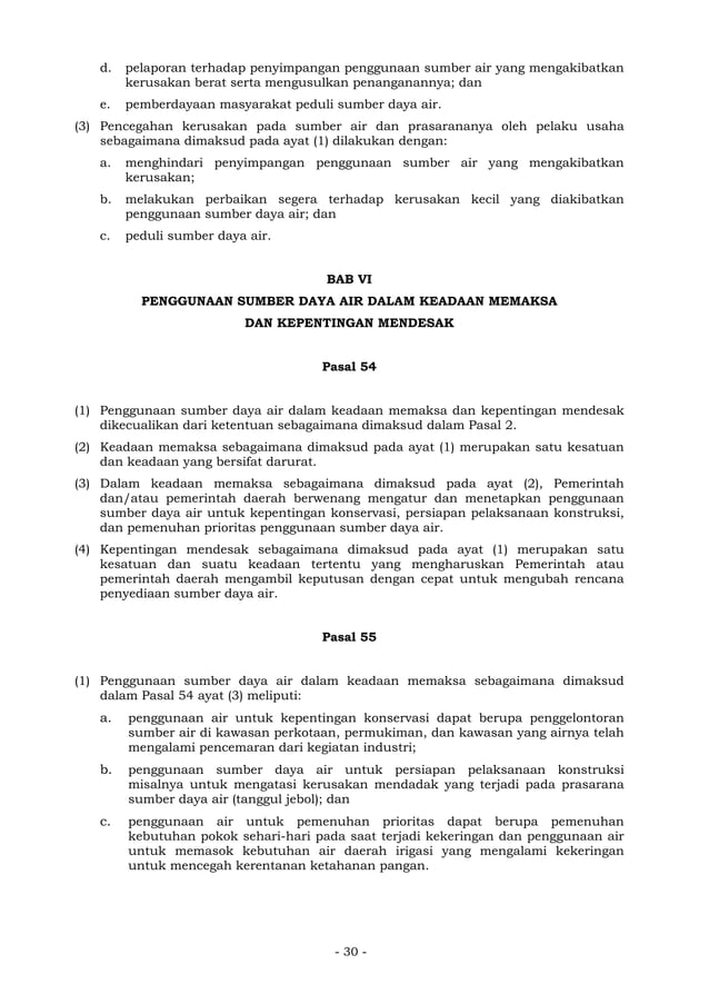 Permen PU Nomor 6 Tahun 2011 tentang Pedoman Penggunaan Sumber Daya Air ...
