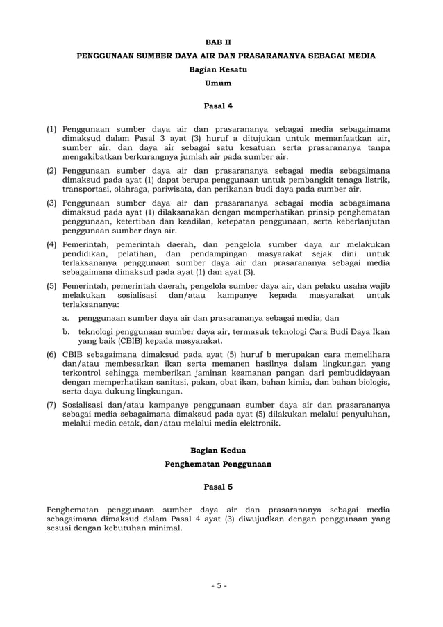 Permen PU Nomor 6 Tahun 2011 tentang Pedoman Penggunaan Sumber Daya Air ...