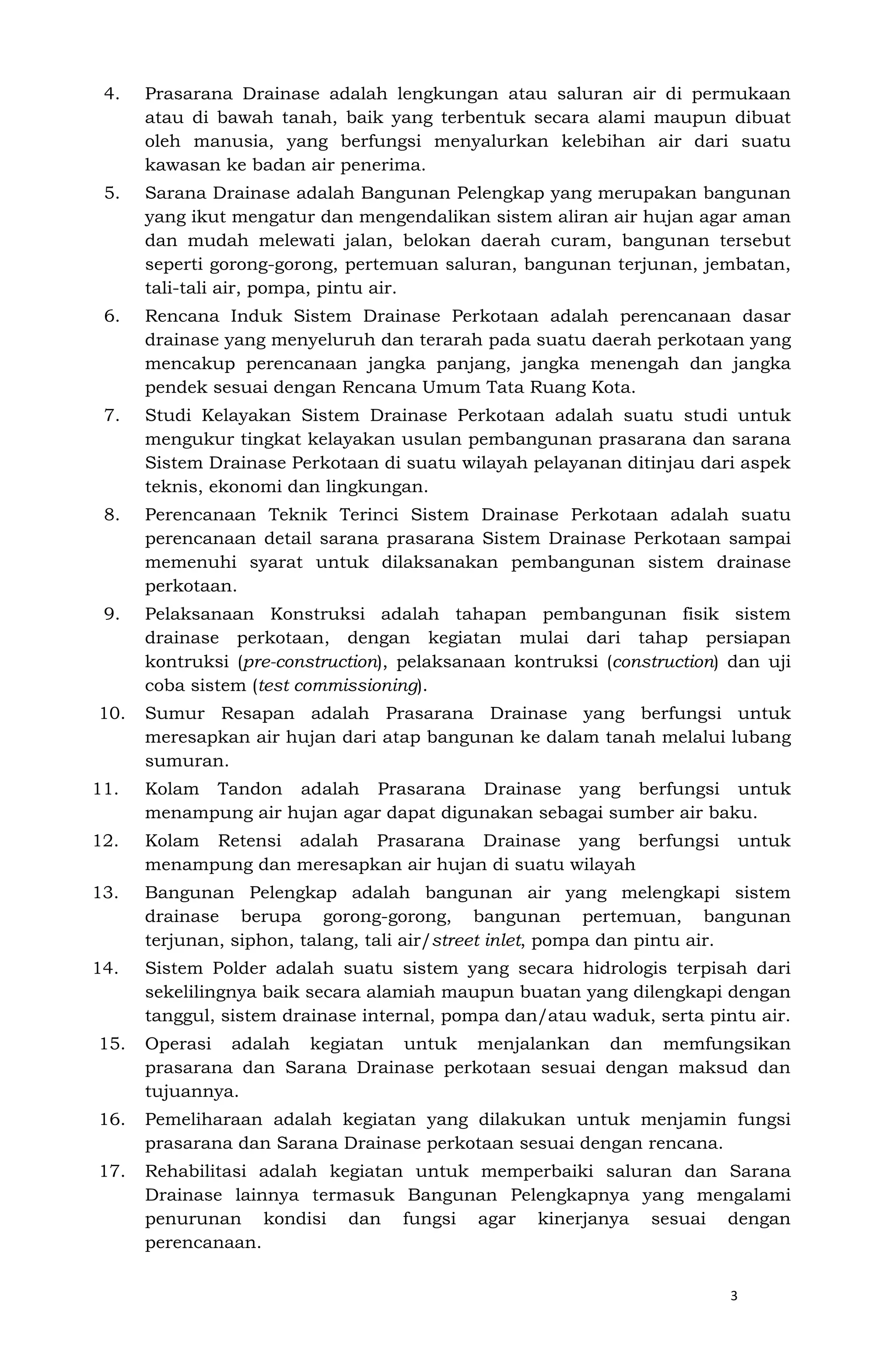 Permen PU No 12 Tahun 2014 tentang Drainase Perkotaan | PDF