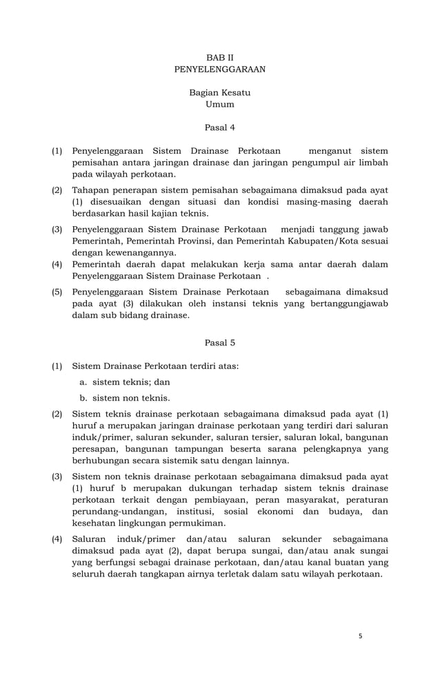 Permen PU No 12 Tahun 2014 tentang Drainase Perkotaan | PDF