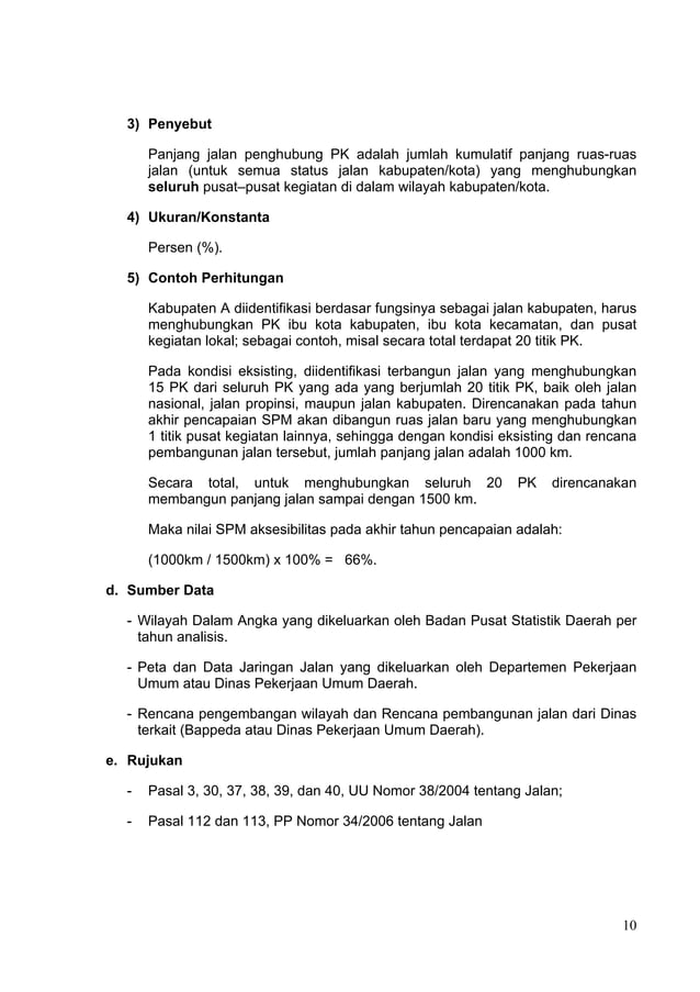 PerMen Pekerjaan Umum No. 14 Tahun 2010 Standar Pelayanan Minimal bidang PU dan Penataan Ruang | PDF