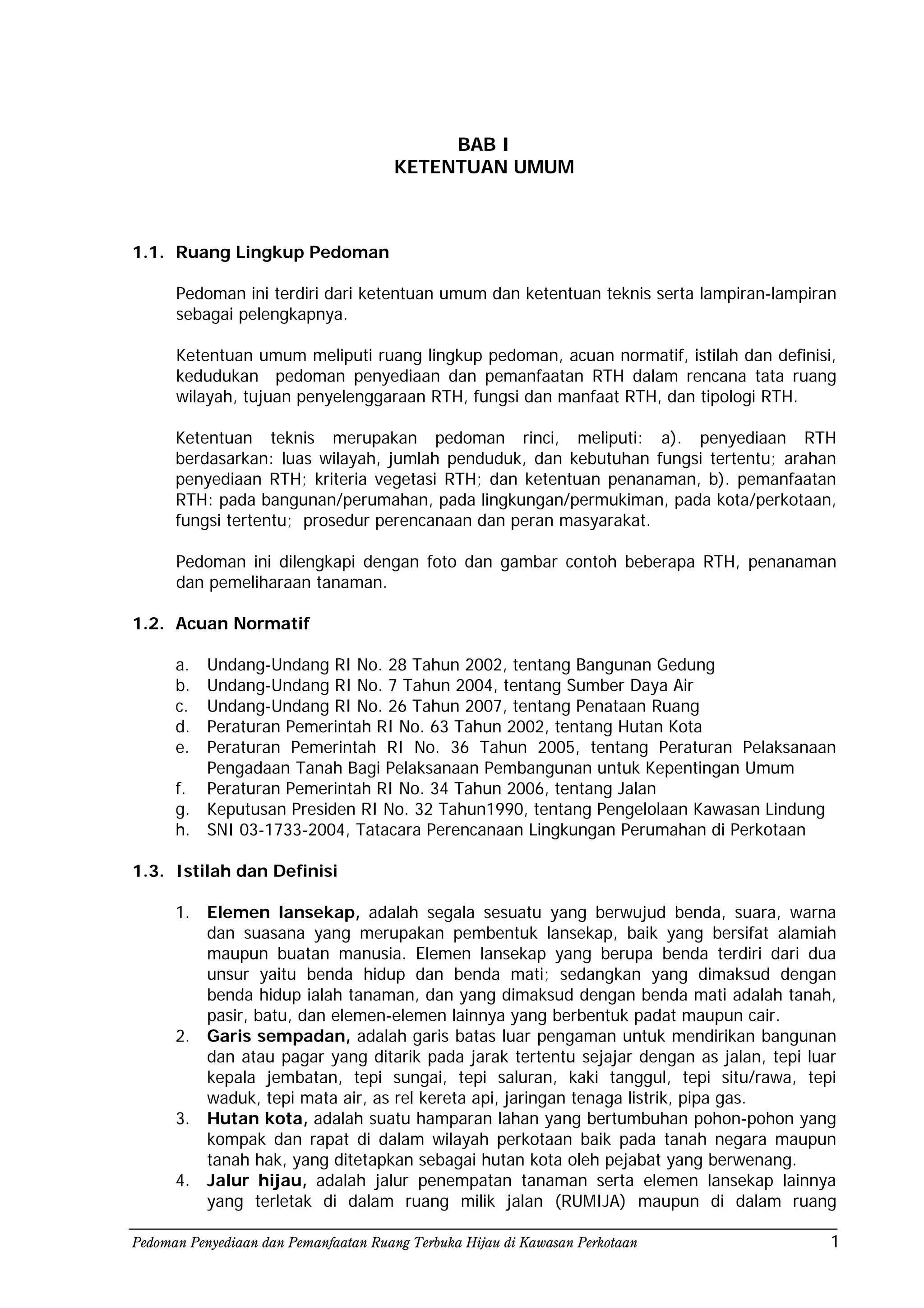 Permen pu no. 5 tahun 2008 tentang rth | PDF