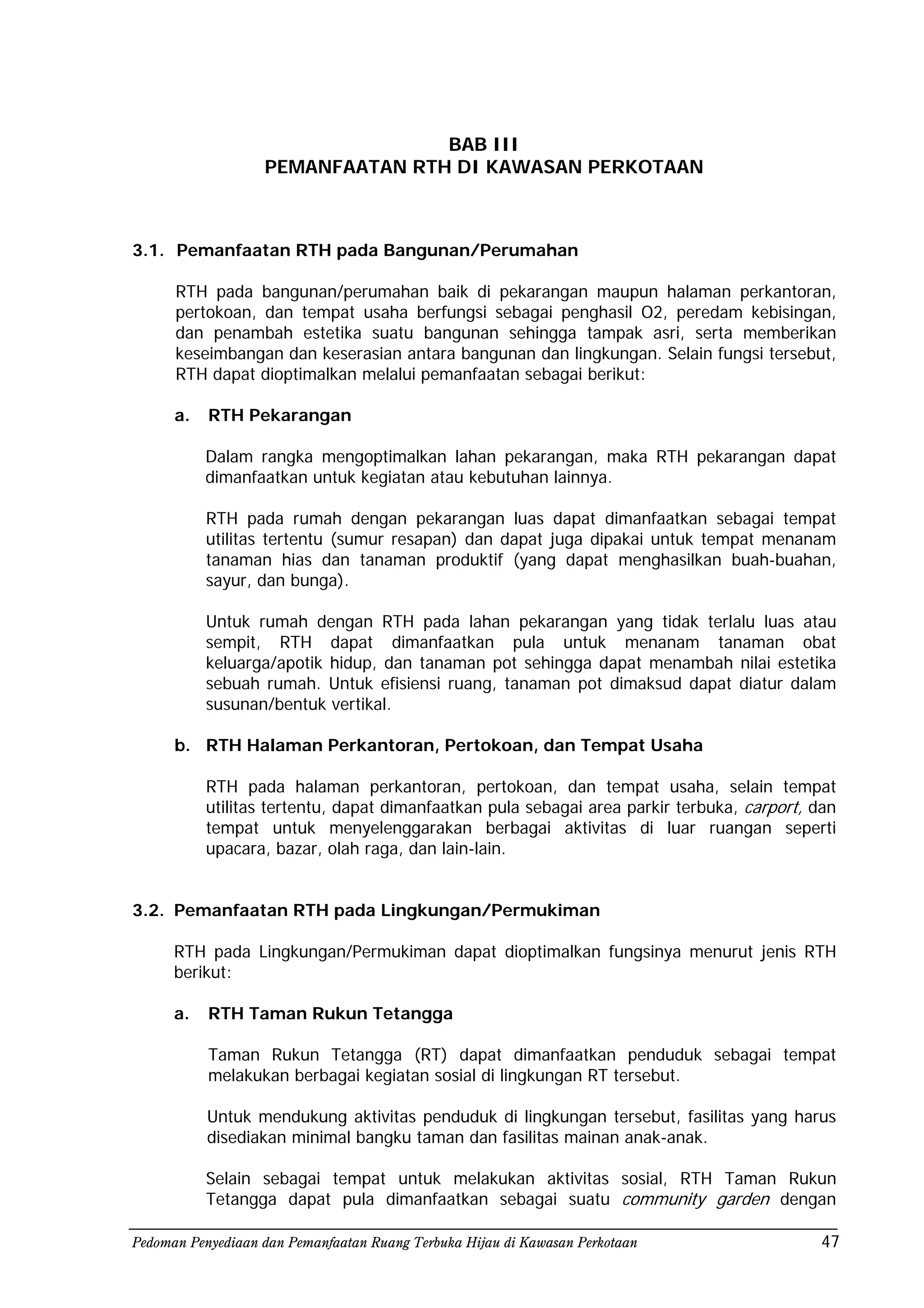 Permen pu no. 5 tahun 2008 tentang rth | PDF