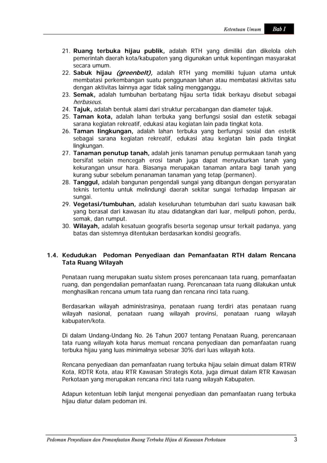 Permen pu no. 5 tahun 2008 tentang rth | PDF