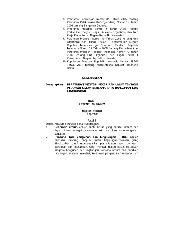 Permen pu no. 6 th.2007 tt pedoman rtbl | PDF