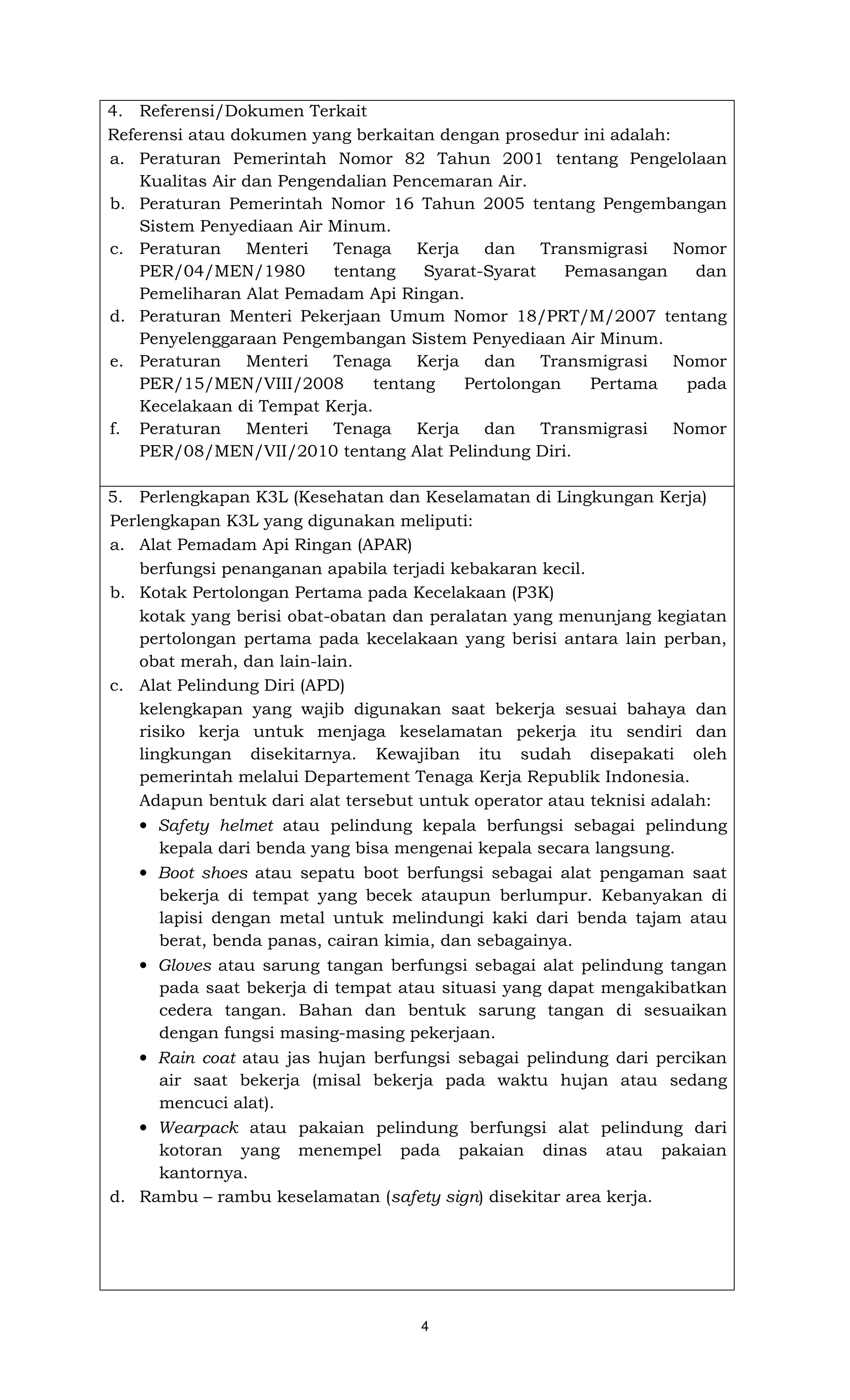 Permen PUPR 26 2014 tentang Prosedur Operasional Standar Pengelolaan ...