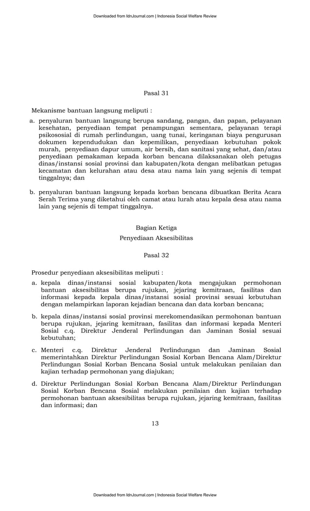 Permensos no. 1 tahun 2013 idn journal | PDF