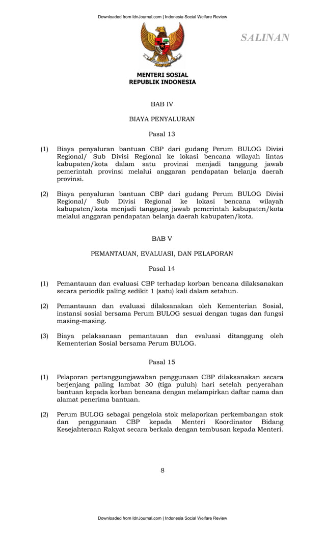 Permensos no. 20 tahun 2012 idn journal | PDF