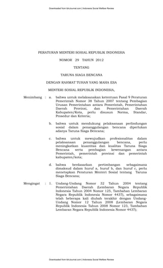 Permensos no. 29 tahun 2012 idn journal | PDF