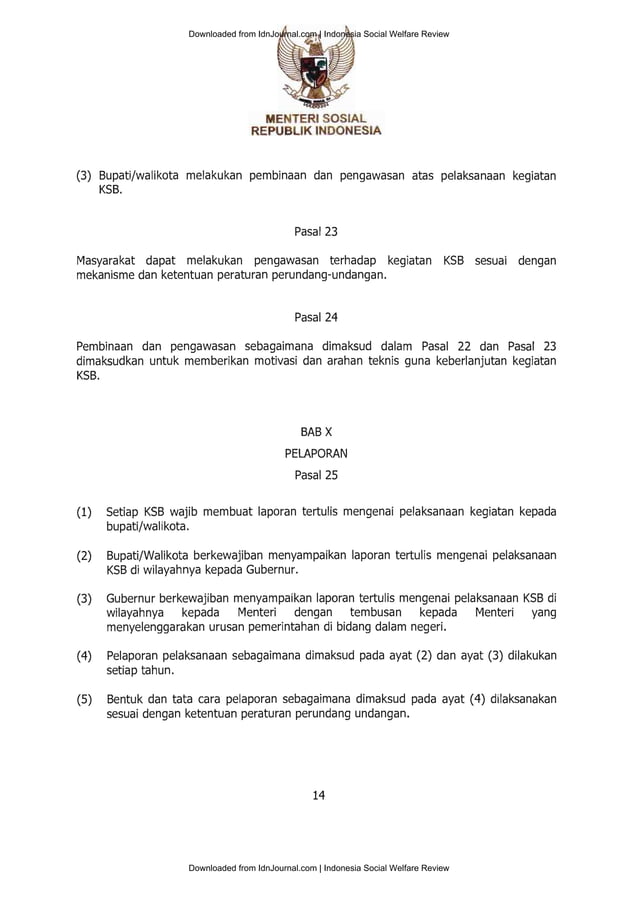 Permensos no. 128 tahun 2011 idn journal | PDF