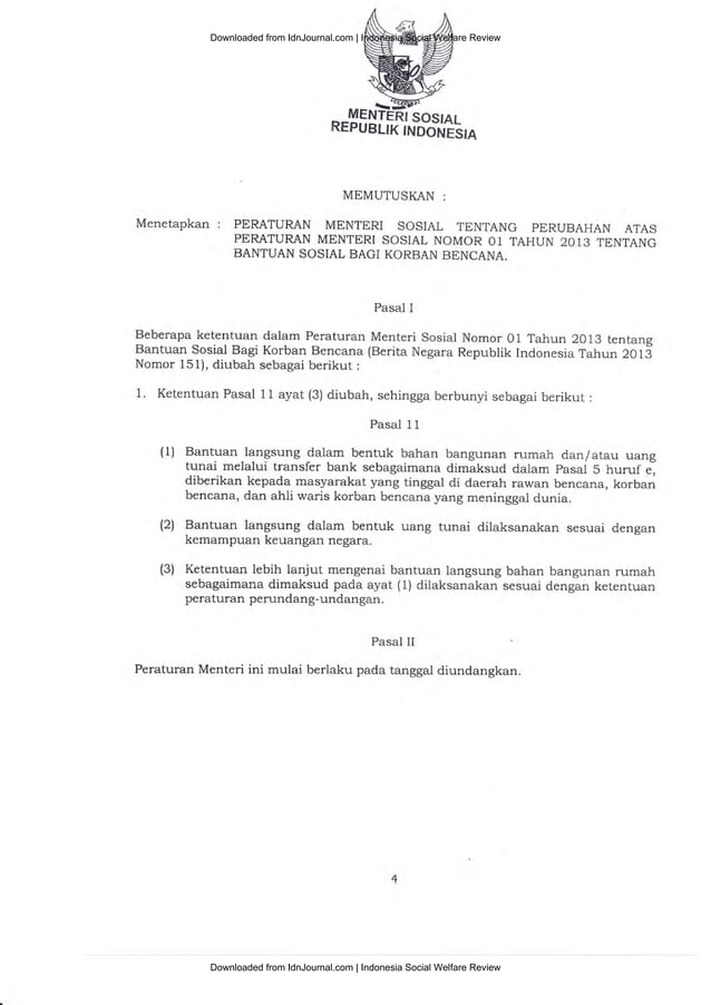 Permensos no 07 tahun 2013 idn journal | PDF