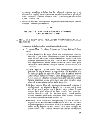 Permentan sistem manajemen informasi penyuluhan pertanian | PDF