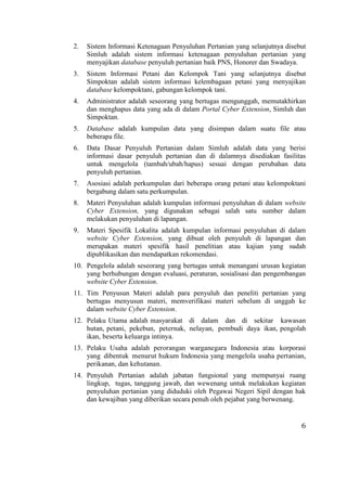 Permentan sistem manajemen informasi penyuluhan pertanian | PDF