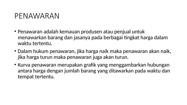 Materi permintaan dan penawaran kelas VII IPS | PPTX