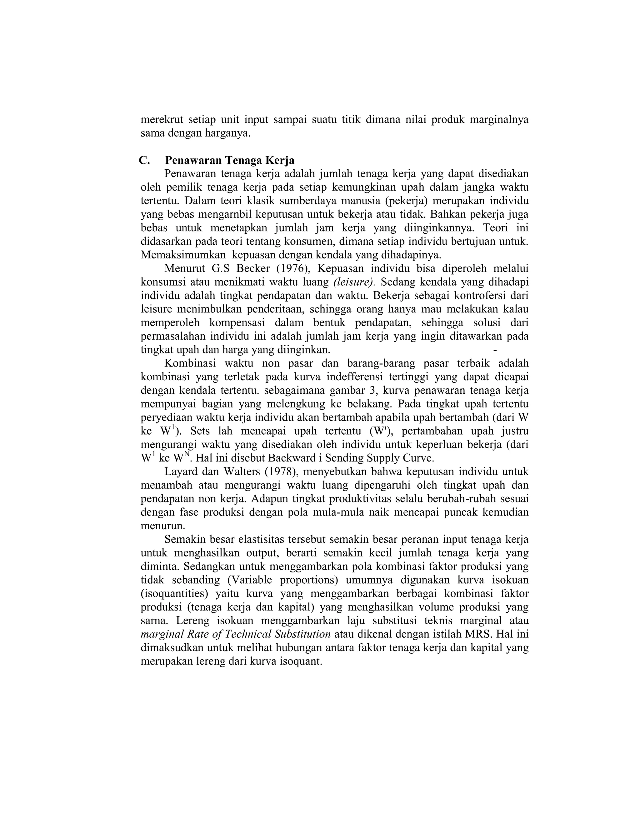 Permintaan dan penawaran tenaga kerja serta upah teori serta beberapa potretnya di indonesia | PDF