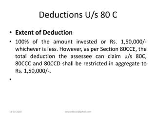 Permissible deductions from gross total income | PPT