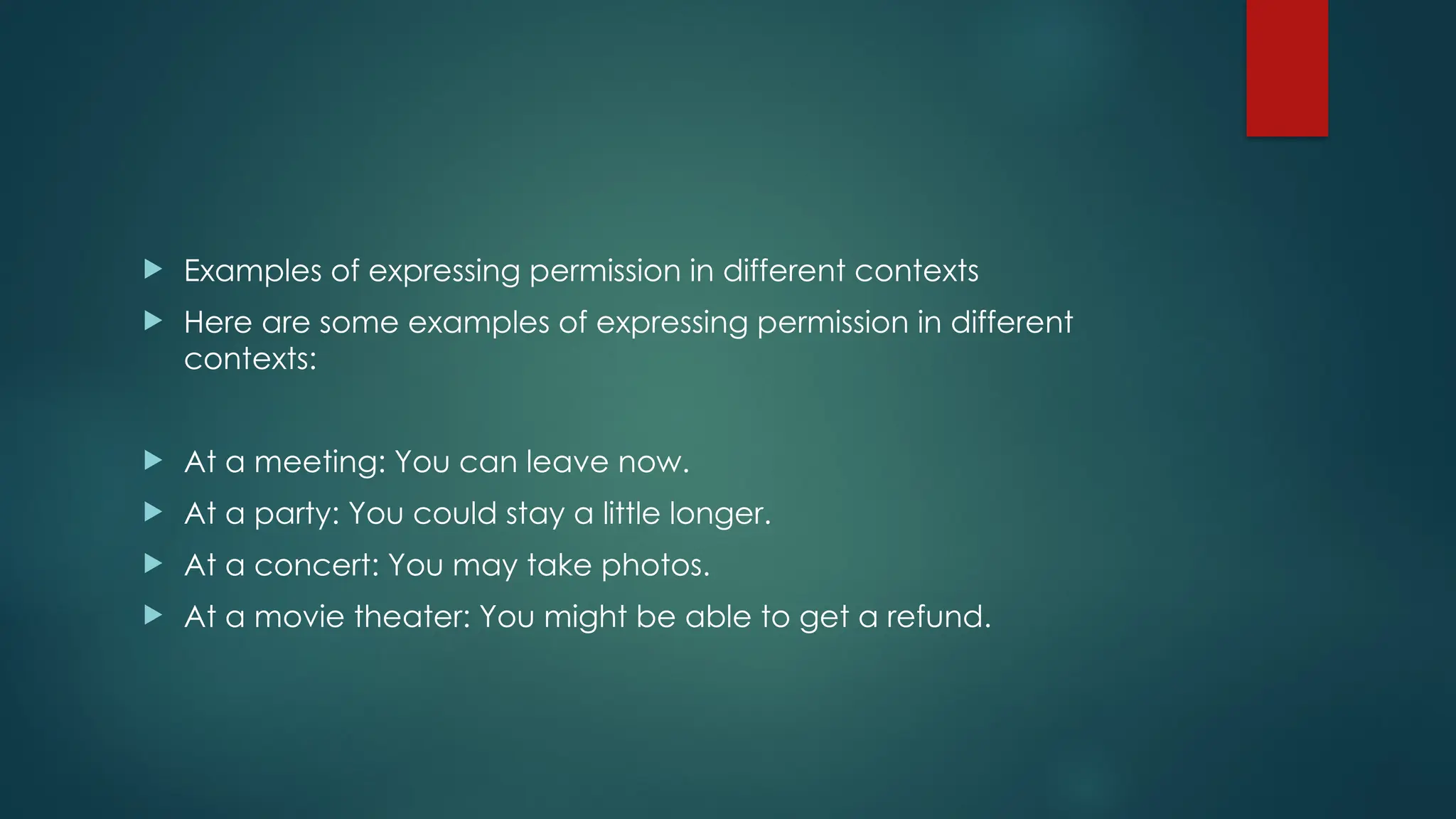 Permission using modals - English PowerPoint for 9th Grade | PPTX