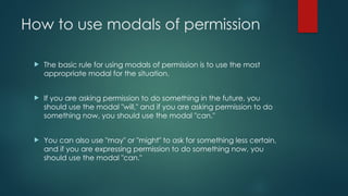 Permission using modals - English PowerPoint for 9th Grade | PPTX