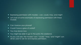 Permission using modals - English PowerPoint for 9th Grade | PPTX