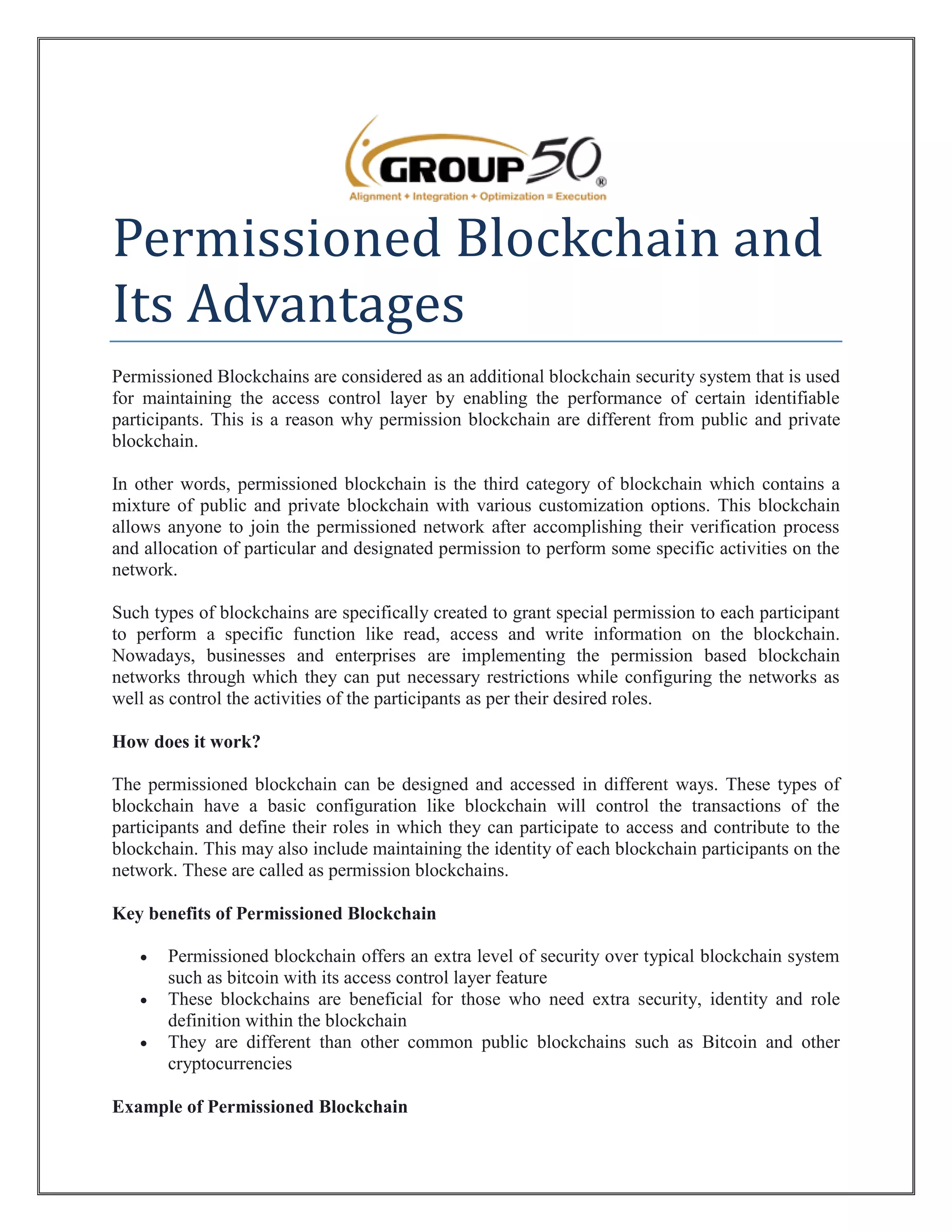 Permissioned blockchain and its advantages | PDF