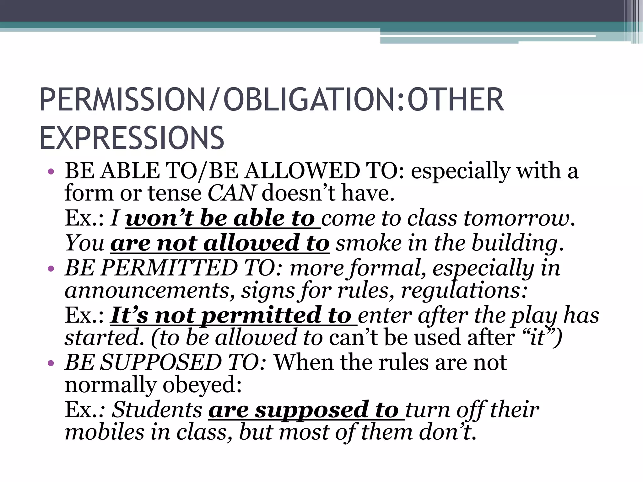 Permission, obligation and necessity | PPTX | Law