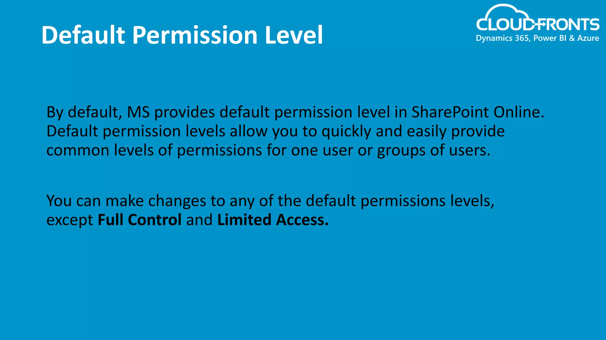 Permissions level in SPO | PPTX