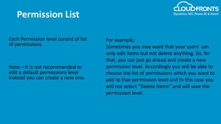 Permissions level in SPO | PPTX